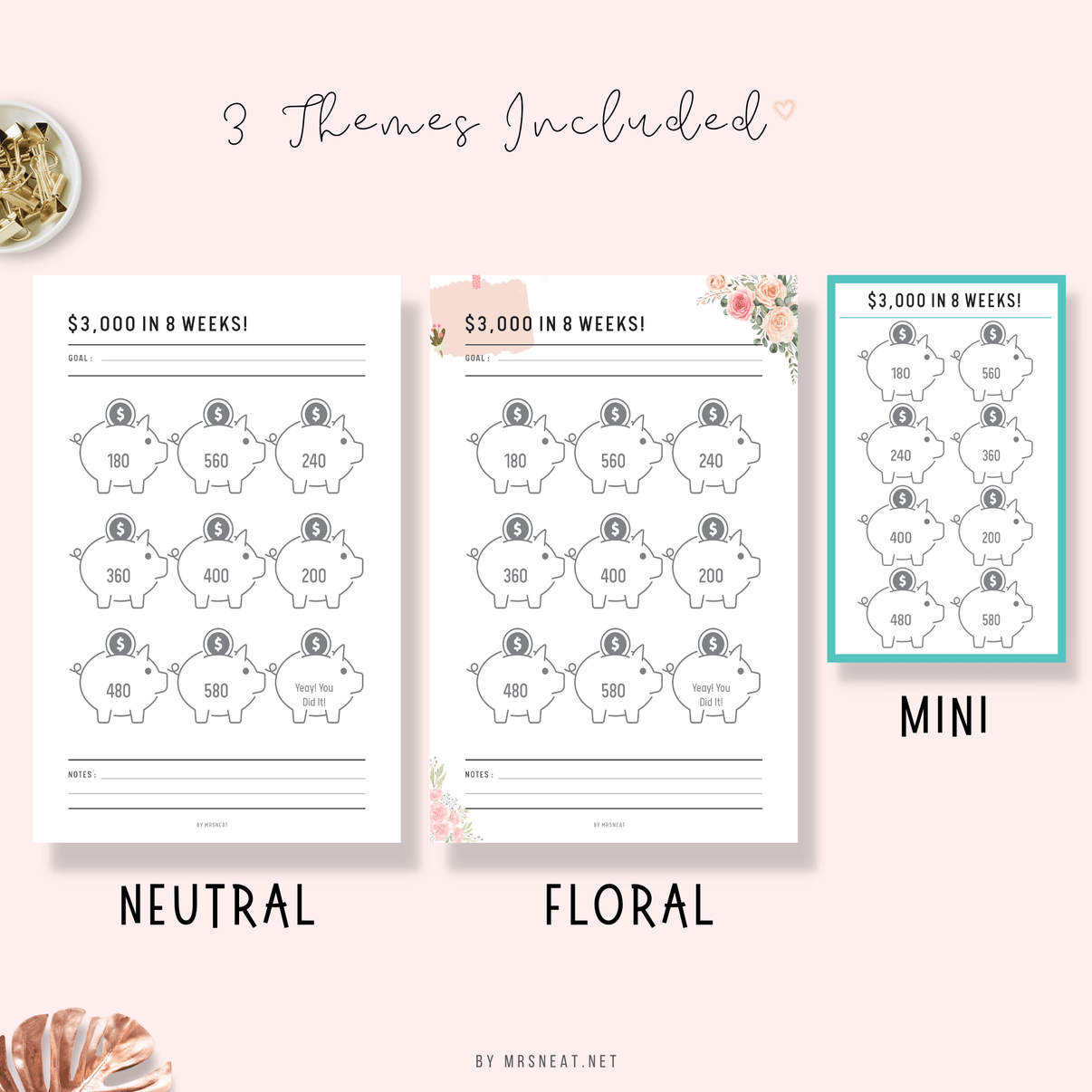 Free $3000 Saving Challenge Printable - M148 – mrsneat