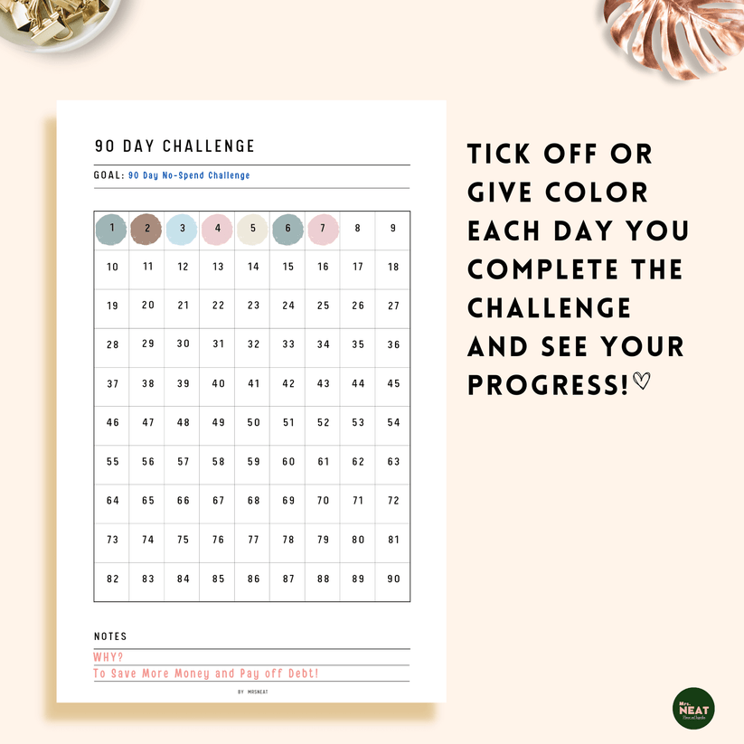 90 day challenge printable - M103/4 – mrsneat