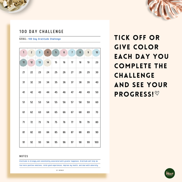 100 Day Challenge Printable - M105/6 – mrsneat