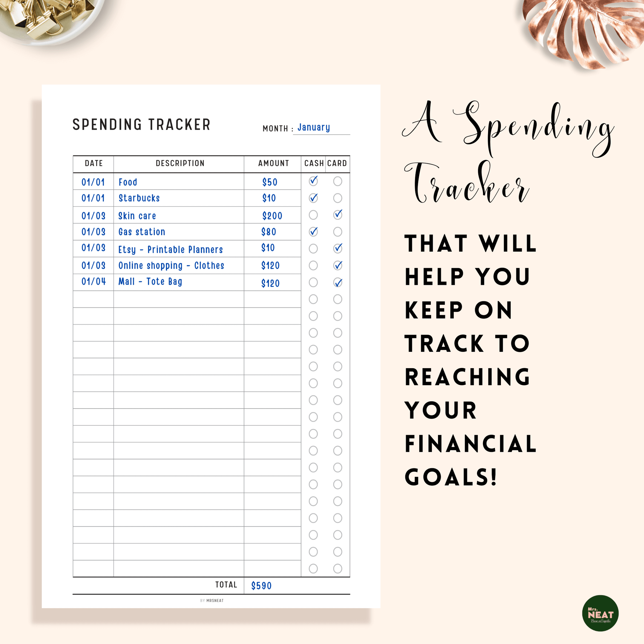 Spending Tracker Printable – mrsneat