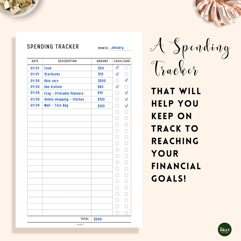 Spending Tracker Printable – mrsneat