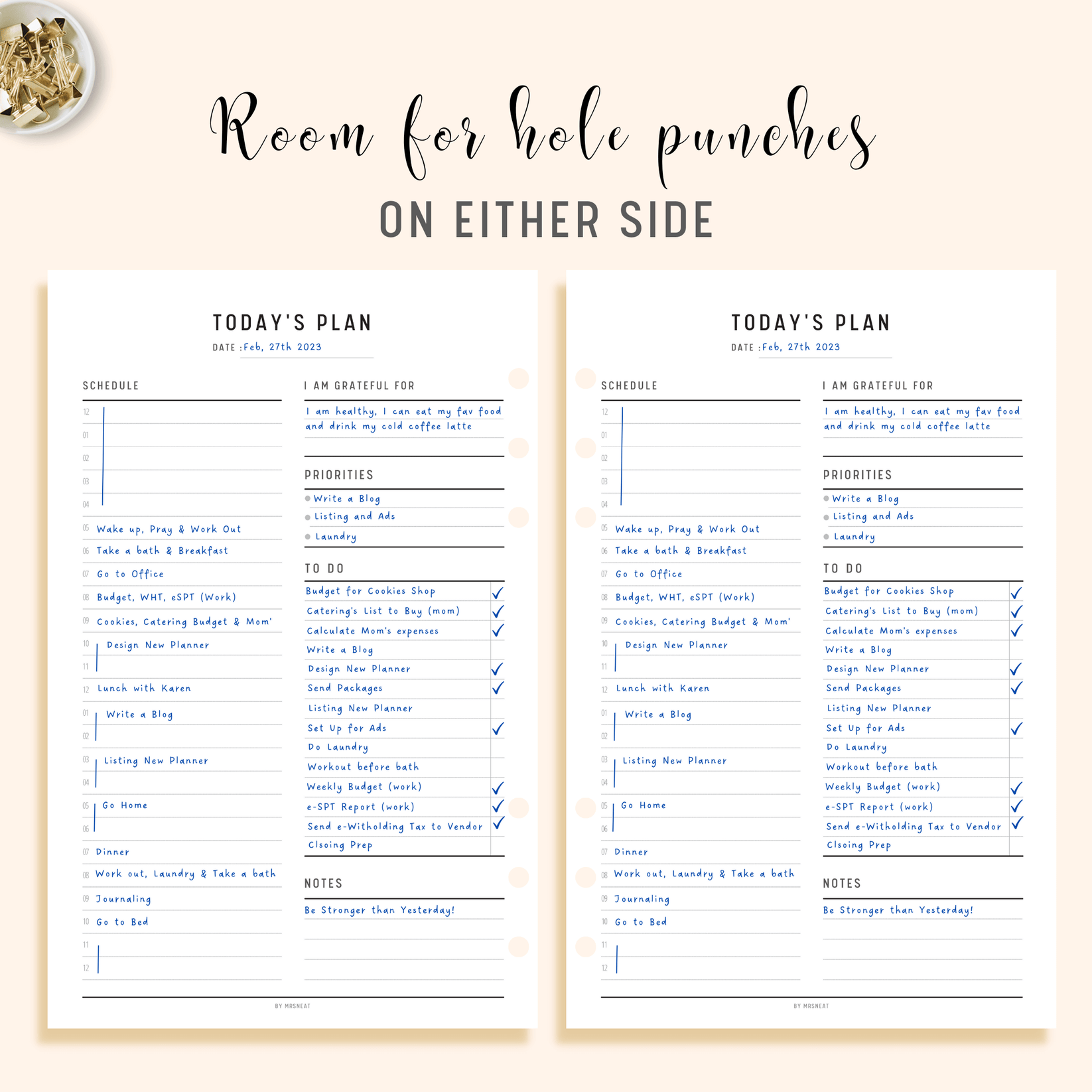 24 Hour Daily Planner Printable - M138 – mrsneat