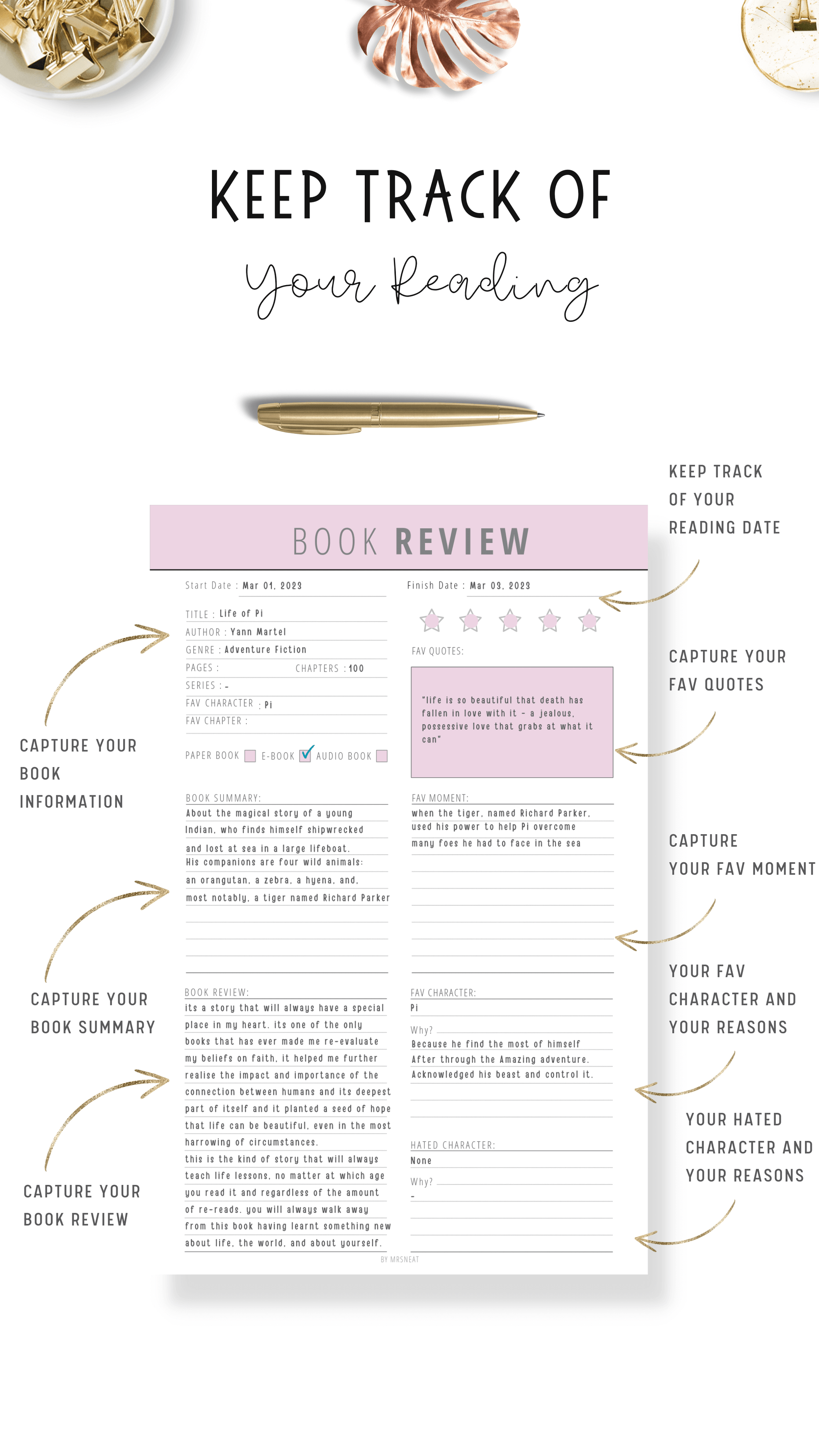 Free Book Review Template – mrsneat