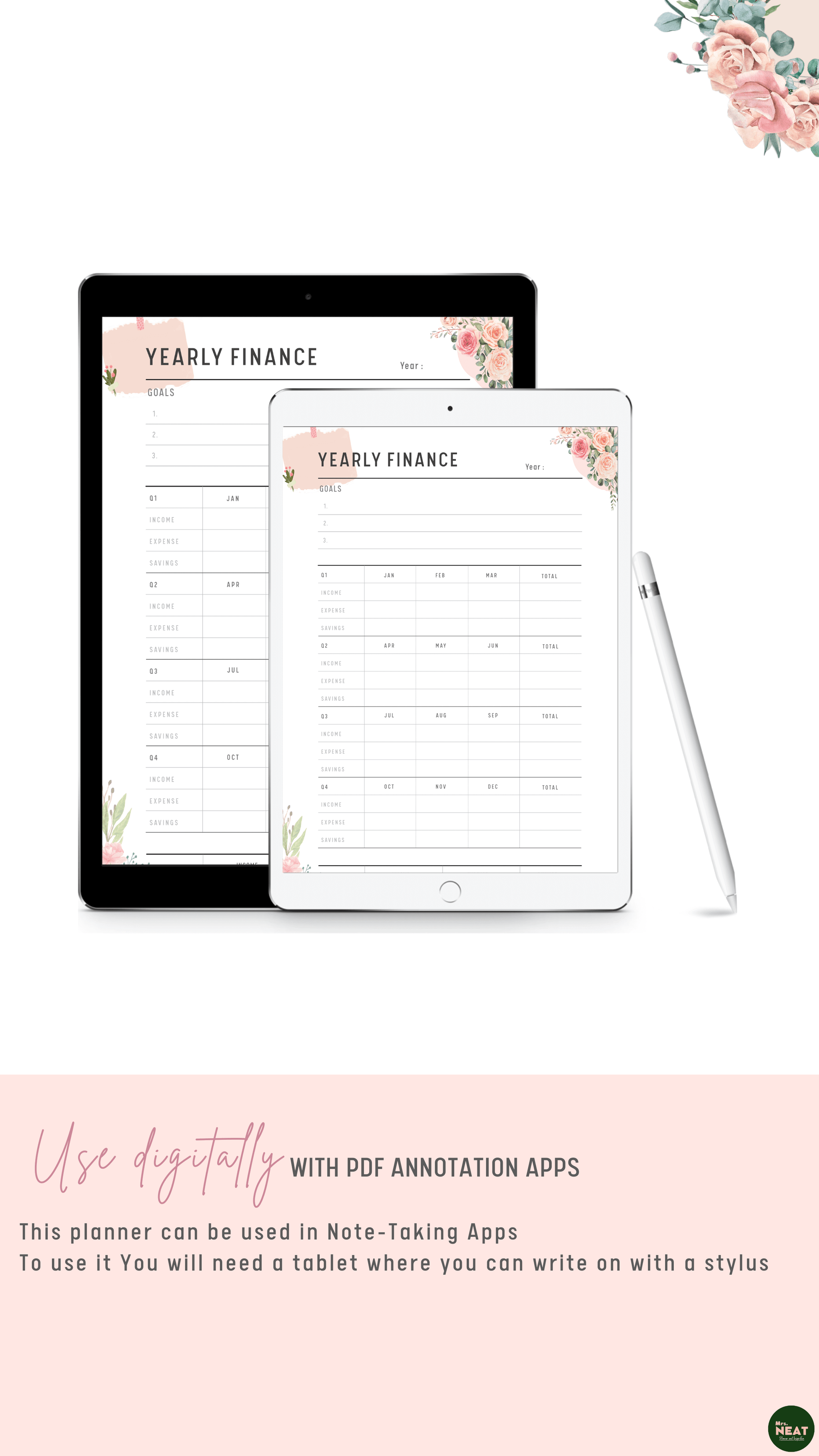 Floral Yearly Financial Planner – mrsneat