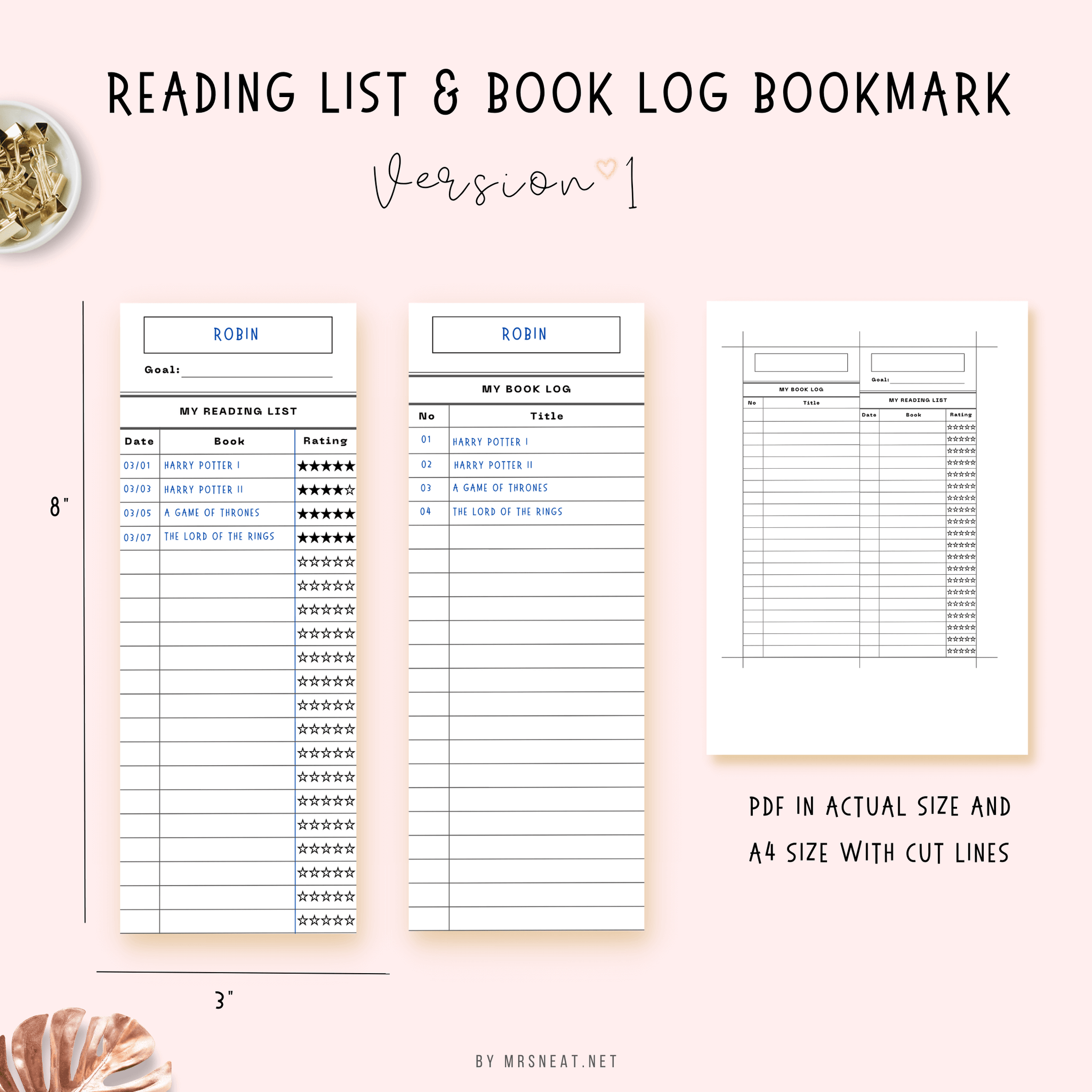 Reading List Bookmark & Bookshelf Tracker – mrsneat