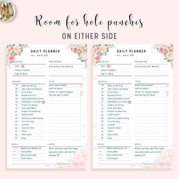 Pink Floral Daily Planner Printable – mrsneat