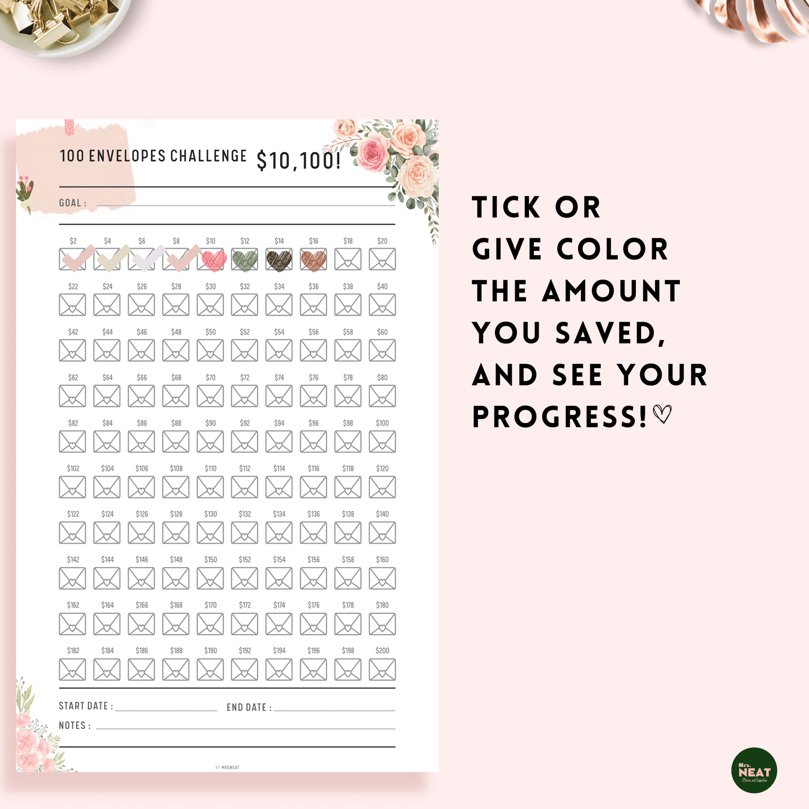 Saved $10,100 in 100 Envelopes Challenge - M016/17 – mrsneat