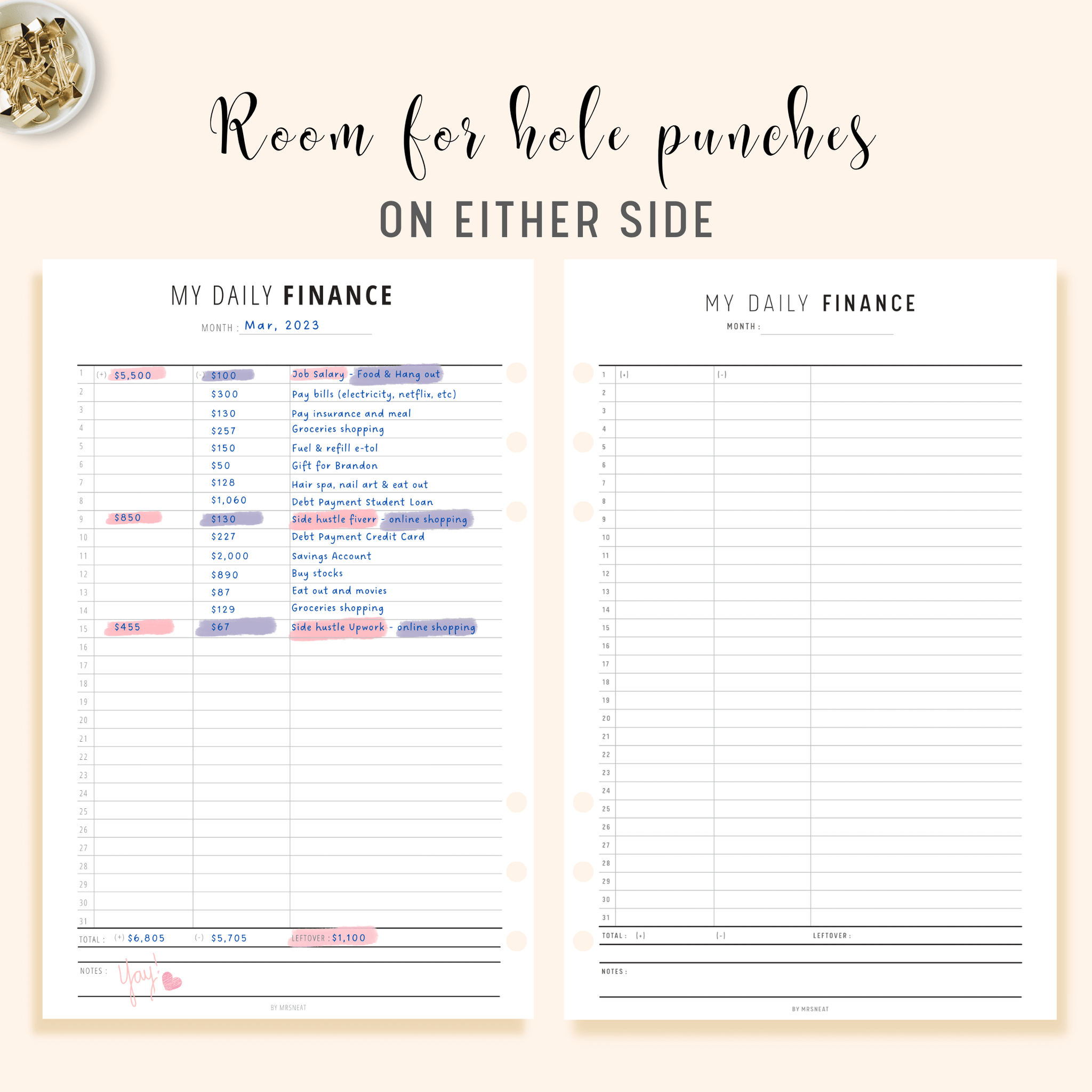 My Daily Finance Planner – mrsneat