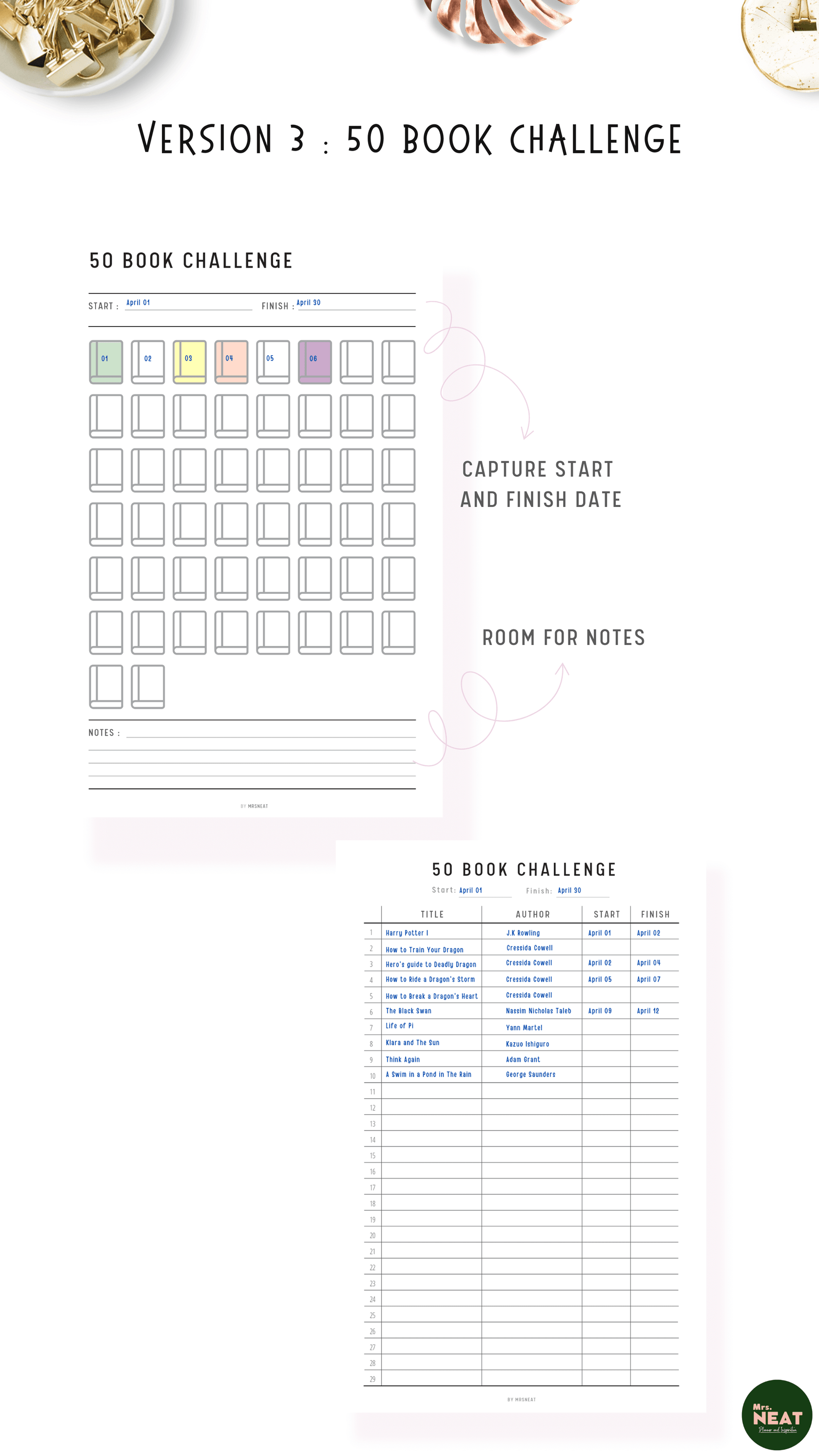 Book Challenge Bundle Printable – mrsneat