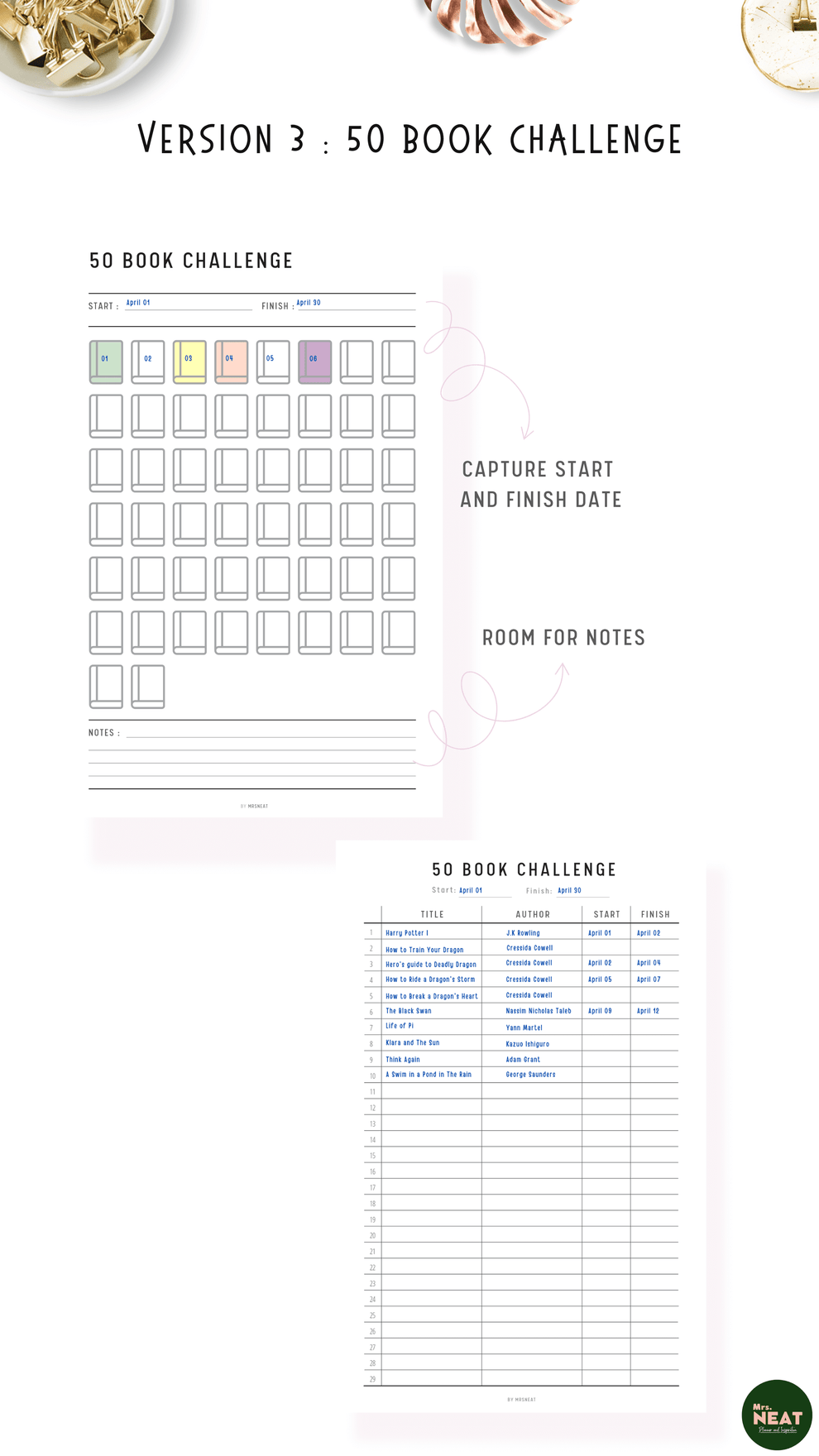 Book Challenge Bundle Printable – mrsneat