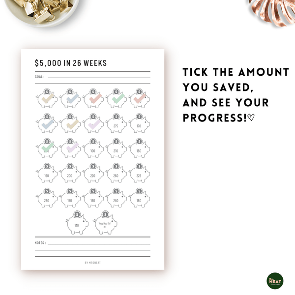 Free $5,000 Money Savings Challenge in 26 Weeks - M089 – mrsneat
