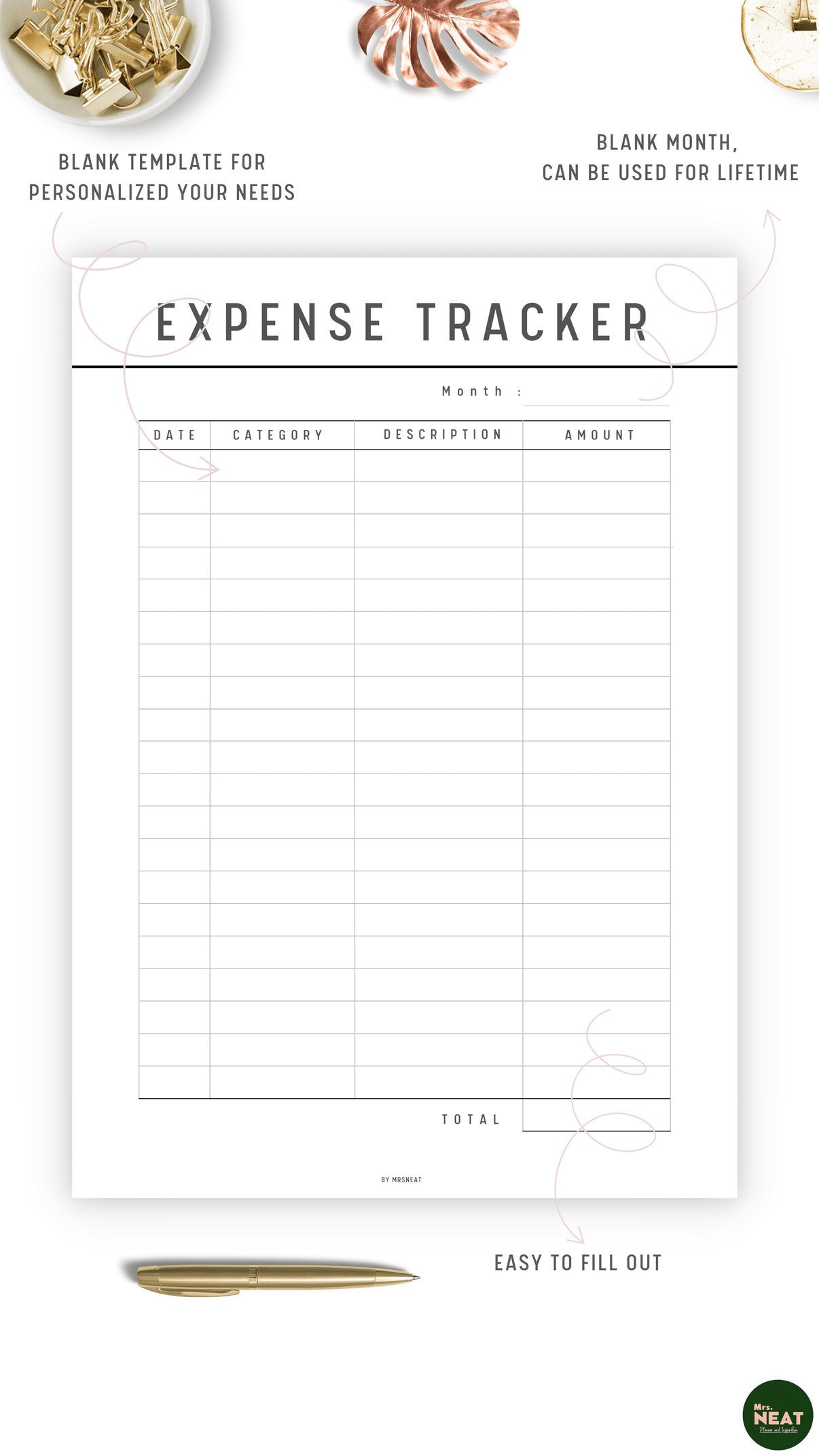 Expense Tracker Planner - M161 – mrsneat