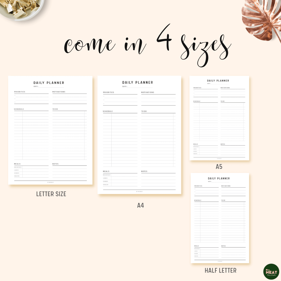Free Minimalist Daily Planner Printable - M127 – mrsneat