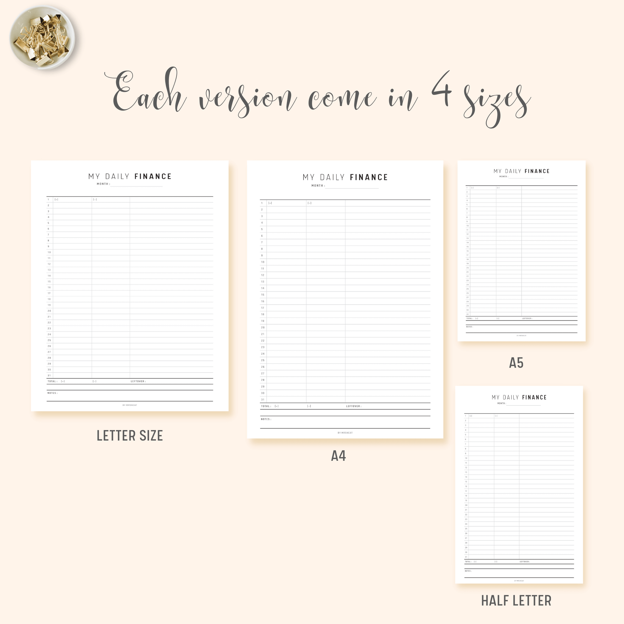 My Daily Finance Planner – mrsneat