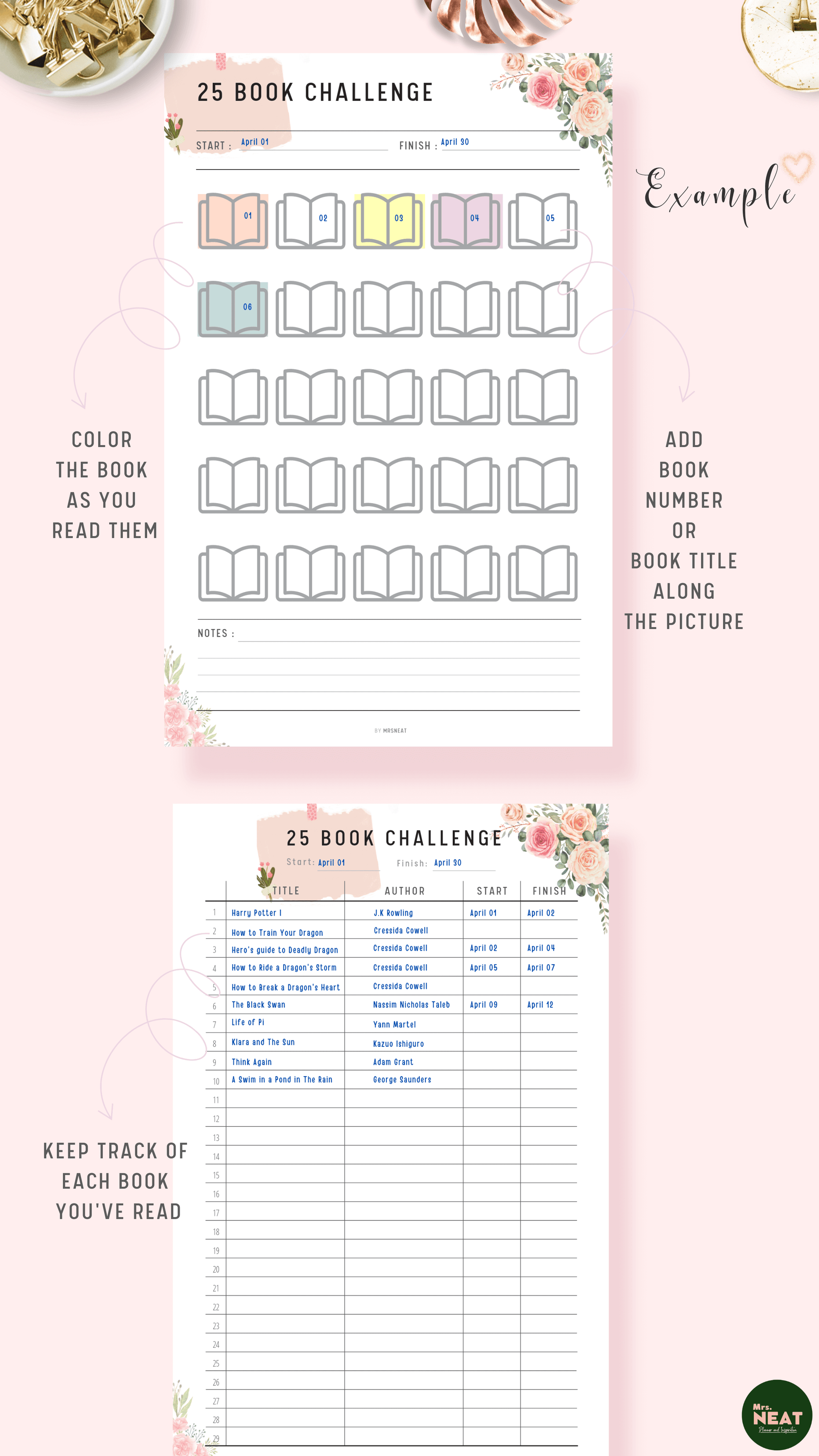 Floral Book Challenge Bundle – mrsneat