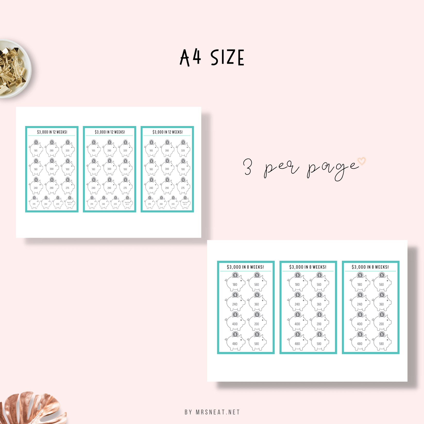 Free $3000 Saving Challenge Printable - M148 – mrsneat