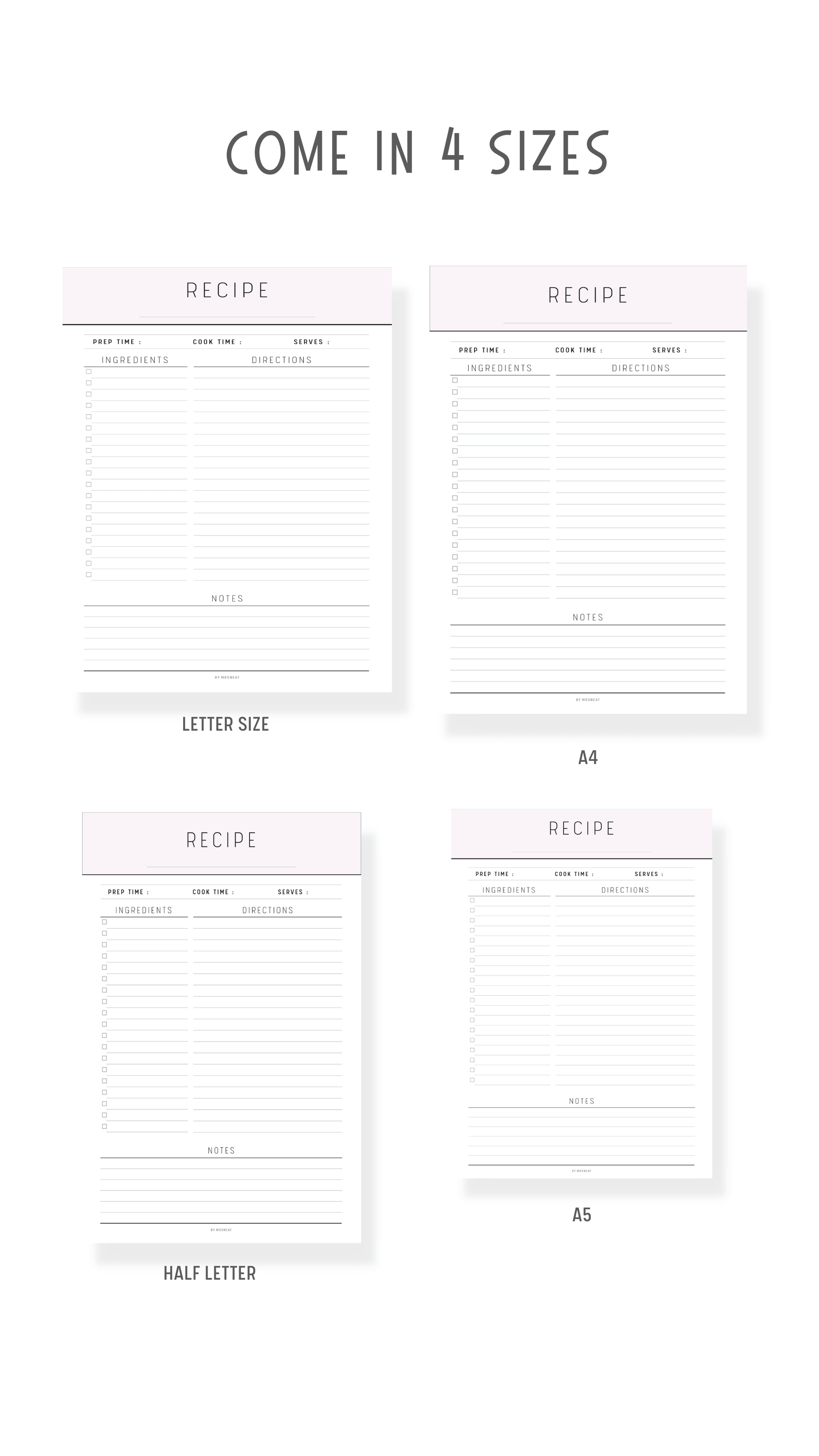 Recipe Page Template – mrsneat