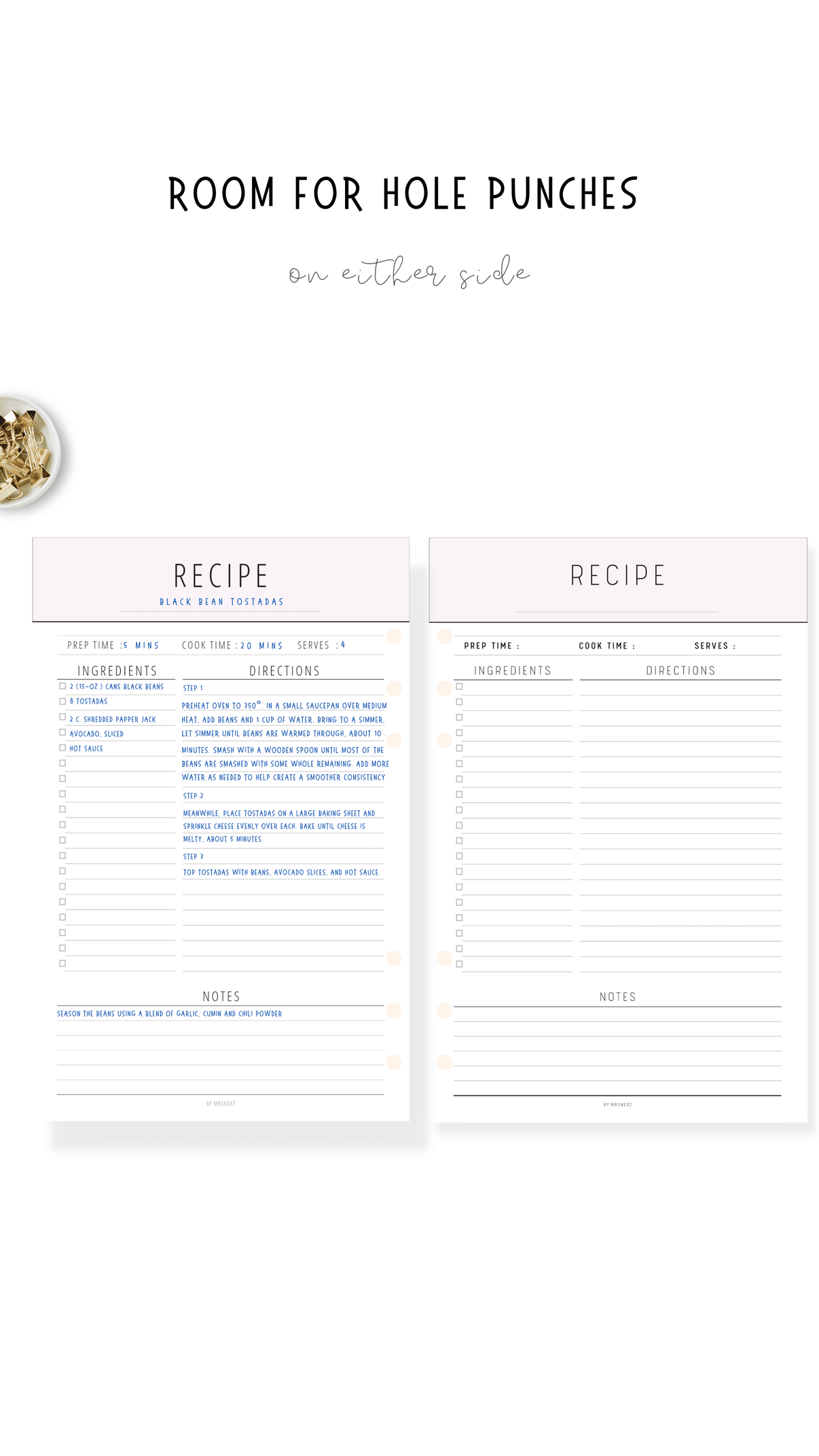 Free Recipe Page Template - M149 – mrsneat