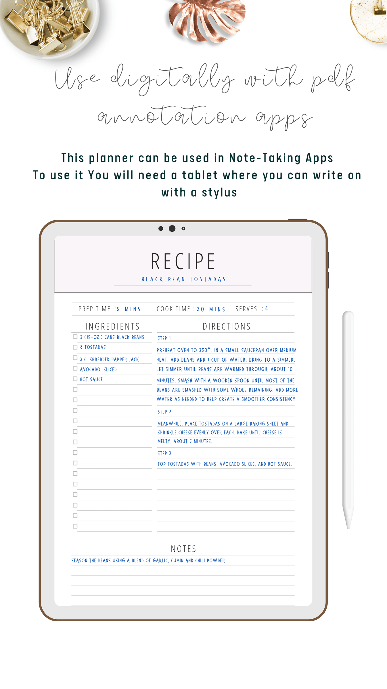 Free Recipe Page Template - M149 – mrsneat