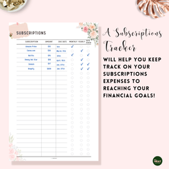 Subscription Tracker Printable - M111/2 – mrsneat