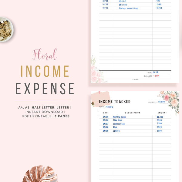 Income Expenses Tracker Printable – mrsneat