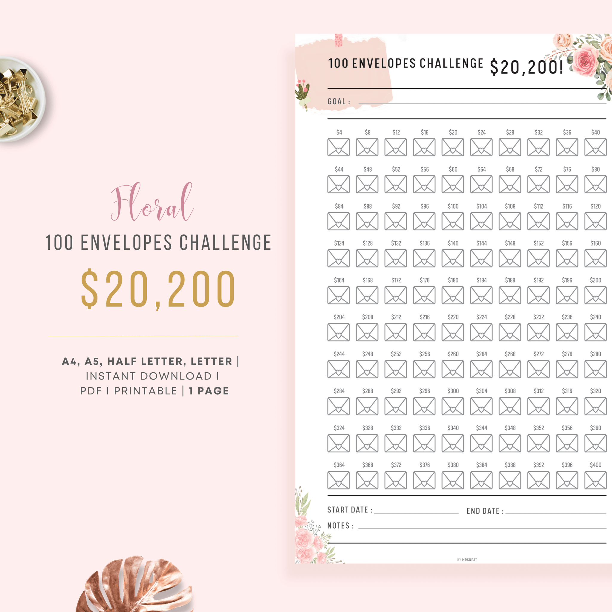 Saved $20,200 in 100 Envelope Saving Challenge – mrsneat
