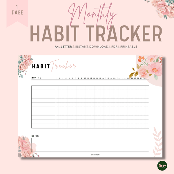 Floral Monthly Habit Tracker - M044 – mrsneat